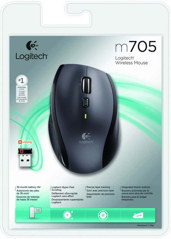 Logitech M705 Marathon Mouse Wireless, Ricevitore USB Unifying 2,4 ...